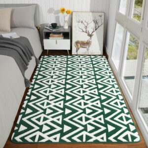 OHWPEAT Shaggy Area Rugs Cozy Soft Memory Foam Carpets, 4x6 FT Fluffy Rug for Living Room Bedroom Kids Room Nursery Home Decor, Washable Rugs, Non-Slip Backing Green White Boys Girls Kids Rug