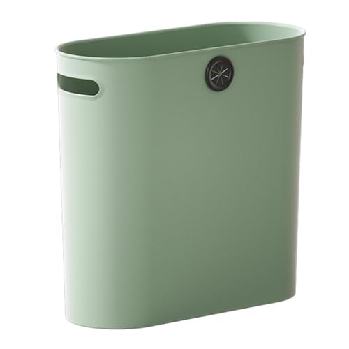 LAIGOO Plastic Wastebasket Trash Can Slim Garbage Can with Round Hole of Bin Bag, Trash Bins Container for Bathroom Kitchen Office Bedroom, 2.3 Gallon/9L, Green