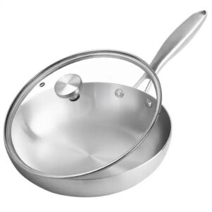 vegoran triply professional grade fry pan,stainless steel skillet frying pan, saute pan with lid (10" frying pan w/lid)