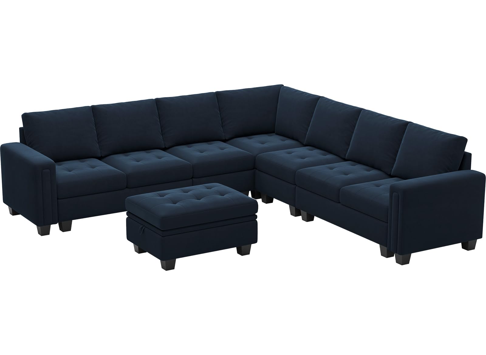 Belffin Convertible Velvet Modular Sectional Sofa Couch with Reversible Chaise L Shaped Sectional Couch with Storage Ottoman Living Room Furniture Sofa Set Blue