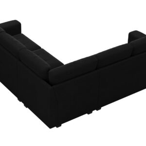 Belffin Velvet Modular Sectional Sofa Convertible Sectional Sofa Couch with Reversible Chaise L Shaped 4 Seater Corner Sofa Couch Black