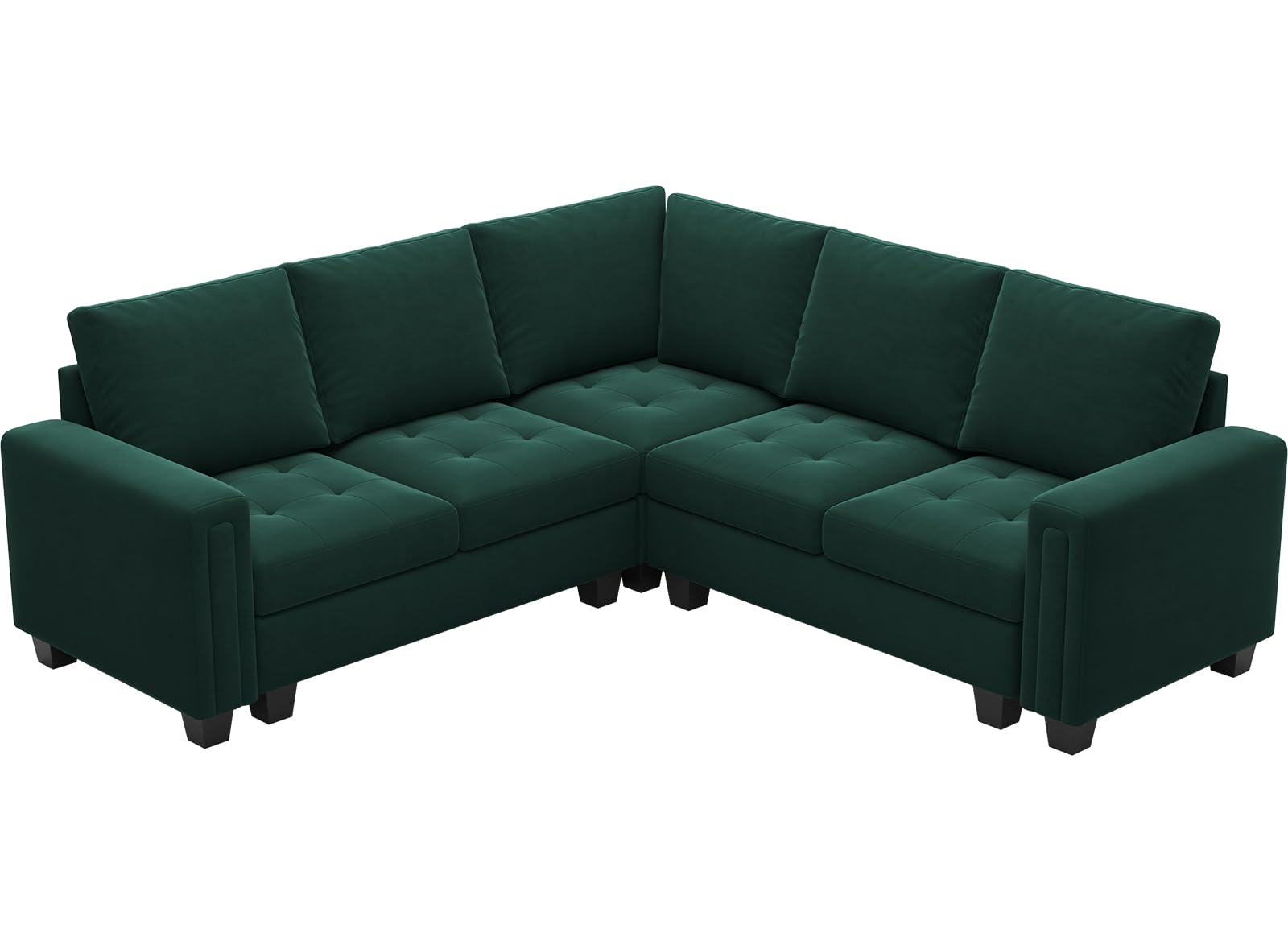 Belffin Velvet Modular Sectional Sofa Convertible Sectional Sofa Couch with Reversible Chaise L Shaped 4 Seater Corner Sofa Couch Green