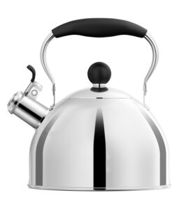 whistling tea kettle for stovetop, 2 quart small tea kettle for tea and coffee, 1.8l food grade stainless steel tea pot, hot water kettle for stove top, water boilers (stainless steel)