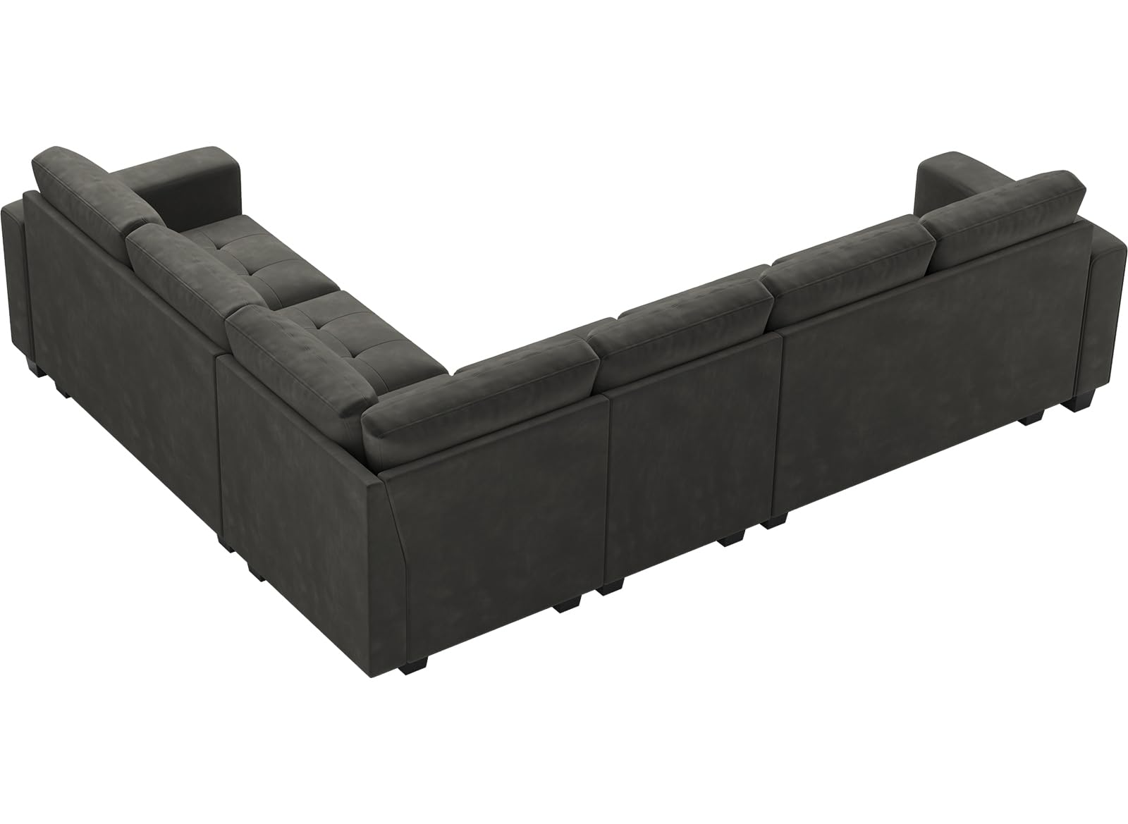 Belffin Grey Velvet L-Shape Sectional Sofa with Reversible Chaise, 107.8'L x 84.2'W x 35.8'H, Modular, Modern, Sofa Couch for Living Room, 5 Seater, Easy Assembly