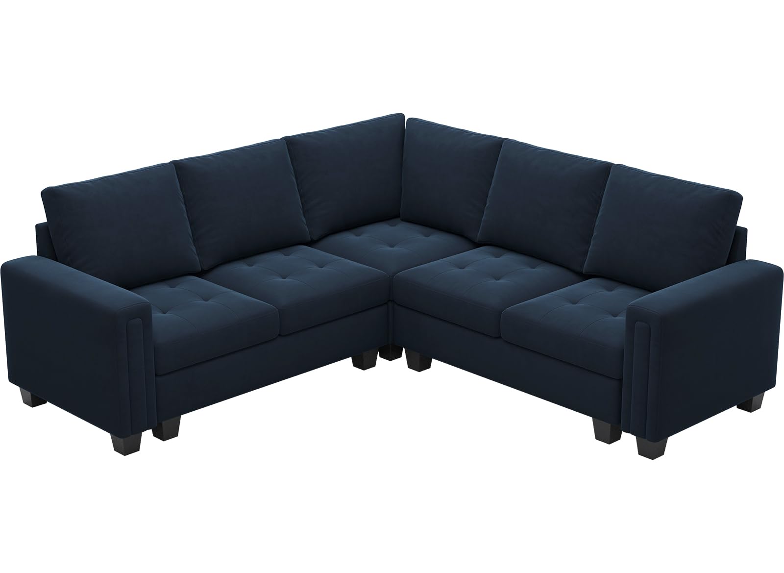 Belffin Velvet Modular Sectional Sofa Convertible Sectional Sofa Couch with Reversible Chaise L Shaped 4 Seater Corner Sofa Couch Blue