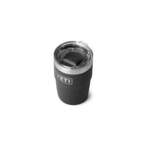 yeti rambler 8 oz stackable cup, stainless steel, vacuum insulated espresso cup with magslider lid, black