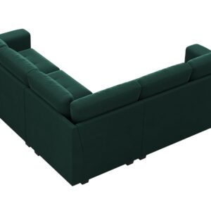 Belffin Velvet Modular Sectional Sofa Convertible Sectional Sofa Couch with Reversible Chaise L Shaped 4 Seater Corner Sofa Couch Green