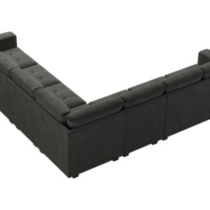 Belffin Modular Velvet Sectional L Shape Sofa Couch Oversized Convertible Sectional Sofa Couch with Reversible Chaise for Living Room Grey