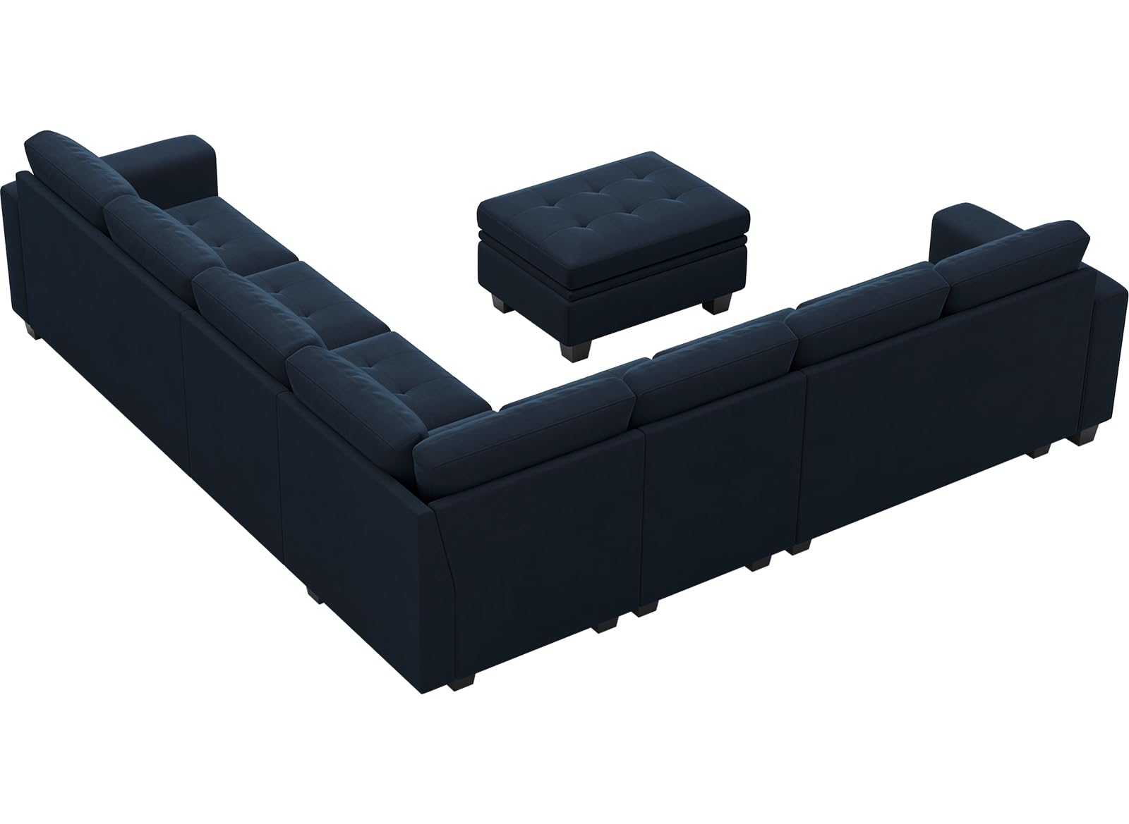 Belffin Convertible Velvet Modular Sectional Sofa Couch with Reversible Chaise L Shaped Sectional Couch with Storage Ottoman Living Room Furniture Sofa Set Blue