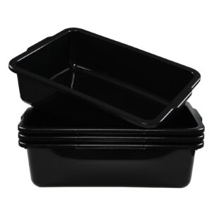 dynkona 23 liter commercial bus trays, black plastic bus tubs utility bins set of 4