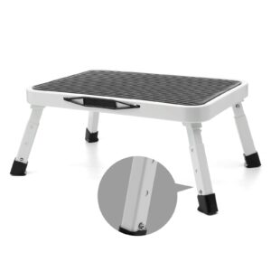 folding step stool, height-adjustable step stool with anti-slip platform and rubber feet,step ladder for adults,kids,and seniors,solid and stable,350 ibs capacity,for home,office,rv and more use