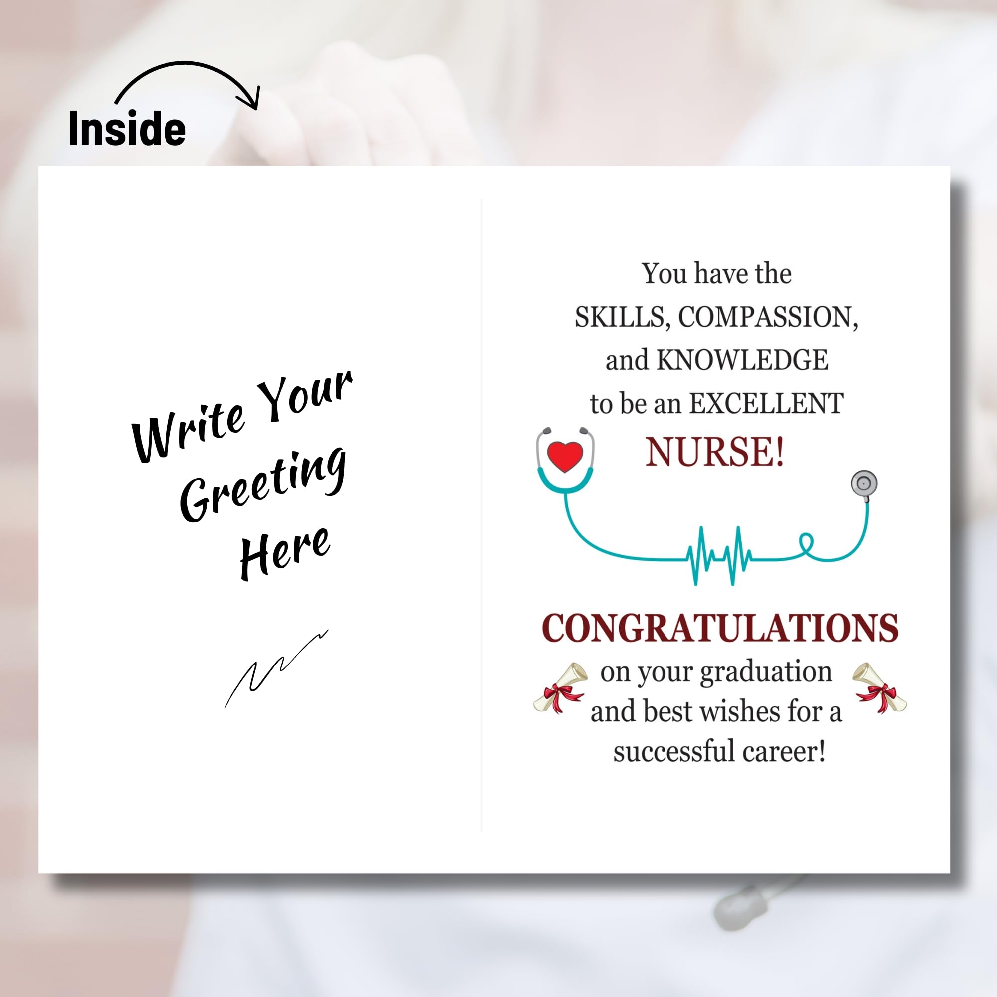 Nursing Degree Graduation Congratulations Greeting Card – Honor The Grad In Your Life With A Heartfelt Message - Pink