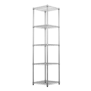 saferacks - nsf certified storage shelves, zinc, heavy duty steel wire unit with wheels and adjustable feet, garage or bakers rack, kitchen, pantry shelf - (18"x18"x72" 5-tier) (silver)