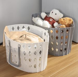 collapsible laundry basket (50 x 30 x 31 cm, grey)