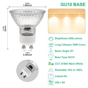 GODONLIF GU10 Halogen Bulb 120V 50W Halogen Light Bulbs for Candle Warmer Lamp, GU10+C, MR16 with Glass Cover, 2700K Warm White, Dimmable, Pack of 6