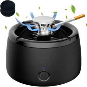 gespert smokeless ashtray, clean air ashtray unique present for men, grandpa rechargeable ashtray for home car indoor office black