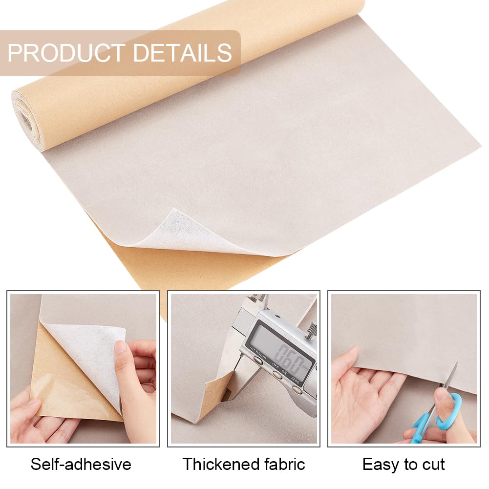 BENECREAT 15.7 x 118inch Antique White Self Adhesive Velvet Flocking Sheet Velvet Fabric Roll Drawer Liner for Jewelry Box Decoration 0.6mm Thickness