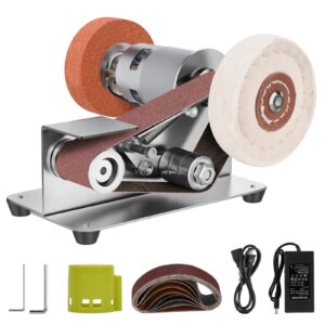 mini belt sander, 7 adjustable speed electric knife sharpener, 15 degree belt grinder, power belt sander for metal working and woodworking