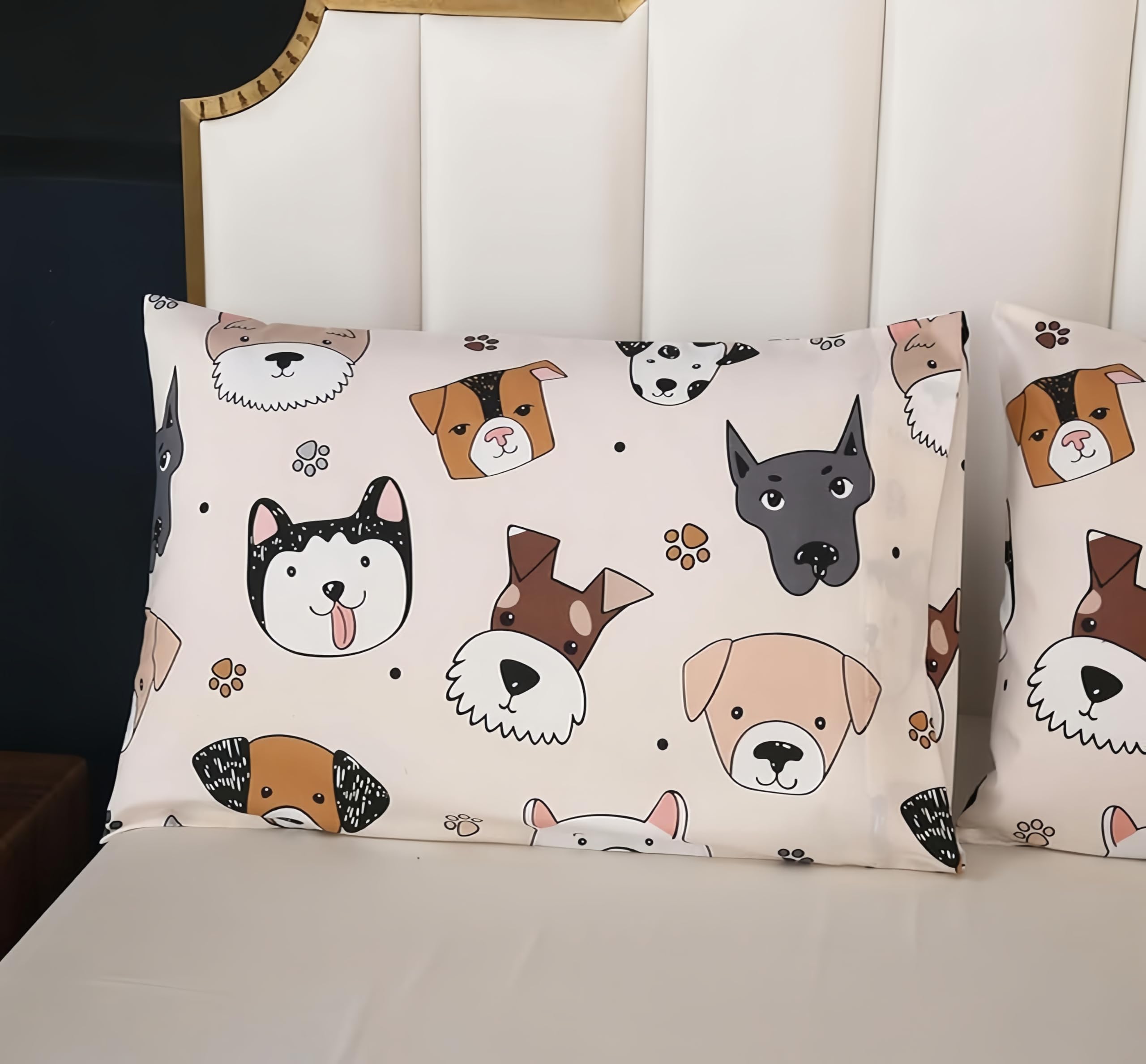 SDY 3PCS Dog Print Pattern Duvet Cover Set Twin, Bed in a Bag Duvet Cover and 2 Pillowcases, Corner Ties and Zipper Closure, Cute Cartoon Puppy Bedroom Decor for Kids, Children, Boys, Girls and Teens