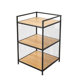 dcehkr 3-shelf shelving storage metal and wood style garage shelving 3-tier wood shelving unit 21.3" x 21.3"x 34.6" multi-purpose indoor garage storage organizer shelves