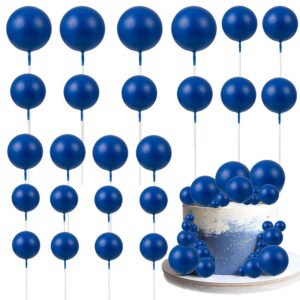 gyufise 30pcs ball cake toppers balls cupcake toppers foam ball shaped cake picks diy balloons cake insert topper for wedding enagement baby shower birthday party cake decorations supplies royal blue