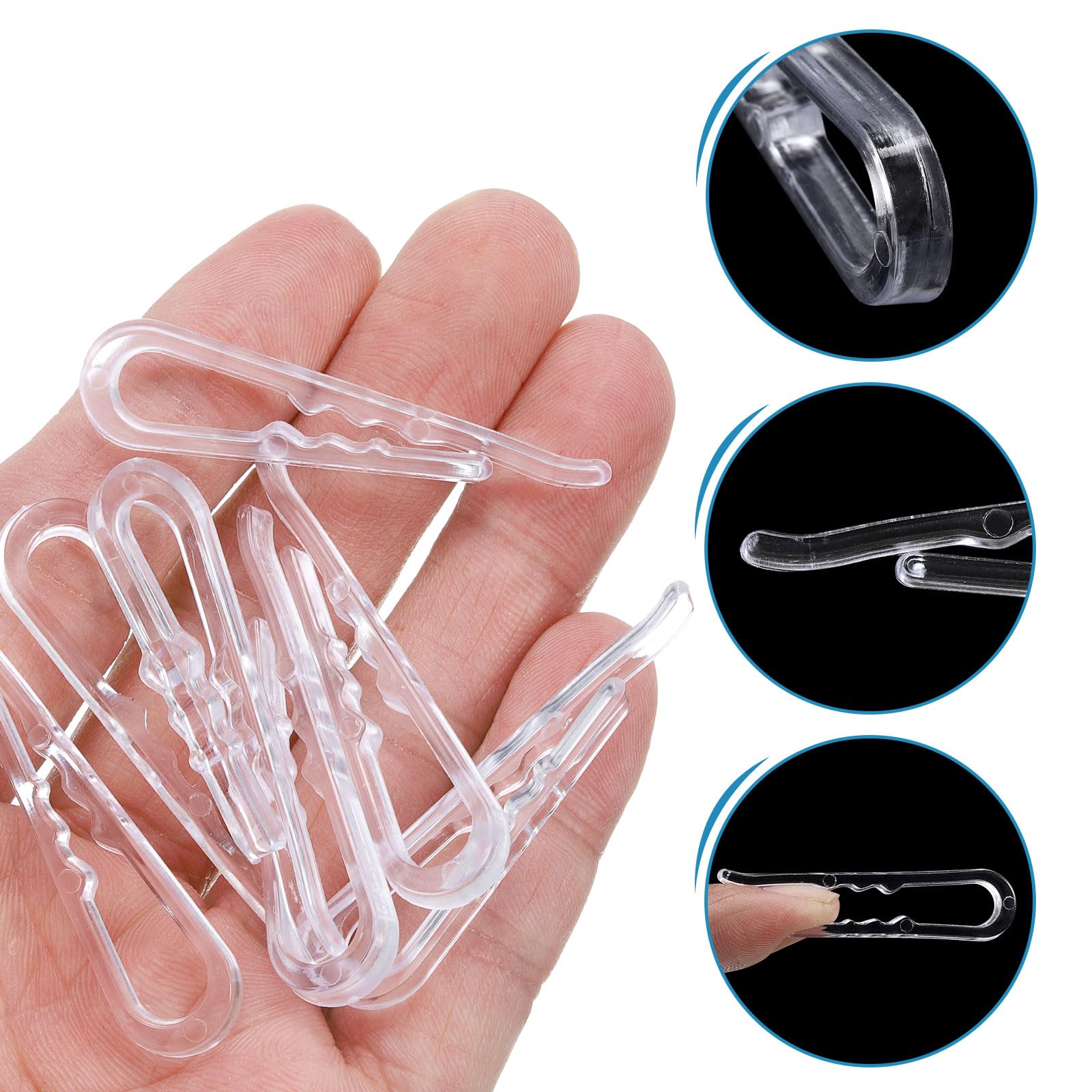 uxcell 100Pcs Durable Plastic Alligator Clips, 1.97" Clear U Shape Shirt Clip Clothespins with Teeth for Folding Ties, Pants, Socks, Garments