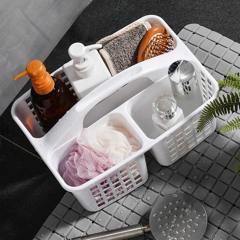 LAIGOO Portable Shower Caddy Basket Utility Caddy Tote, Bathroom Caddy Bucket with Handle for Shower Cleaning Products and Organizing, White