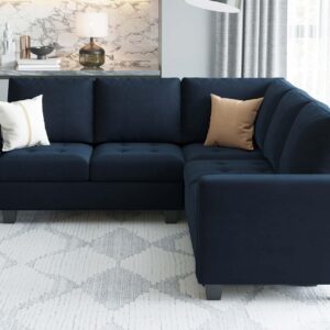 Belffin Velvet Modular Sectional Sofa Convertible Sectional Sofa Couch with Reversible Chaise L Shaped 4 Seater Corner Sofa Couch Blue