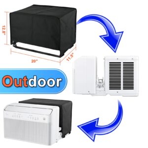 600D Outdoor Air Conditioner Covers and Indoor Air Conditioner Cover for U-Shaped Window Air Conditioner Unit, with Adjustable Hook and Loop Straps, Full Coverage and Dust-Proof Waterproof, Washable