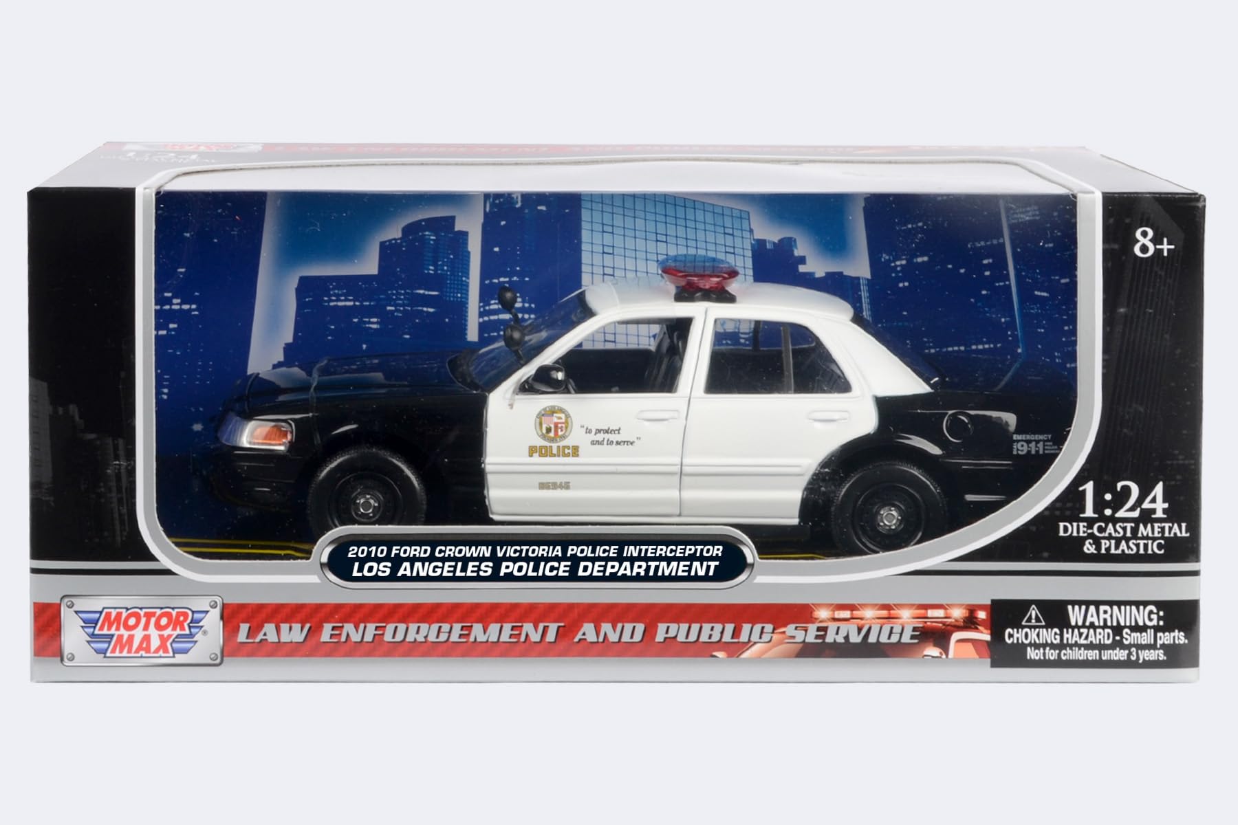 Motormax 2010 Ford Crown Victoria Police Interceptor LAPD Los Angeles Police Department 1/24 Diecast Model 76946 by All Star Toys