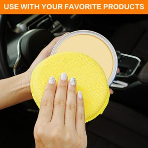 FONAROLL Microfiber Wax Applicator Pads, Car Wax Applicator, Buffing & Detail Polishing Foam Pads for Car Cleaning and Fine Polishing (5" Diameter, 6 Pack) - Yellow