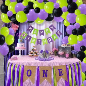 Lime Green Purple Black Balloon Garland Kit, 122PCS Black Purple Fruit Green Party Balloons for Hero Birthday Video Game Anniversary Graduation Racing Car Party Decoration…