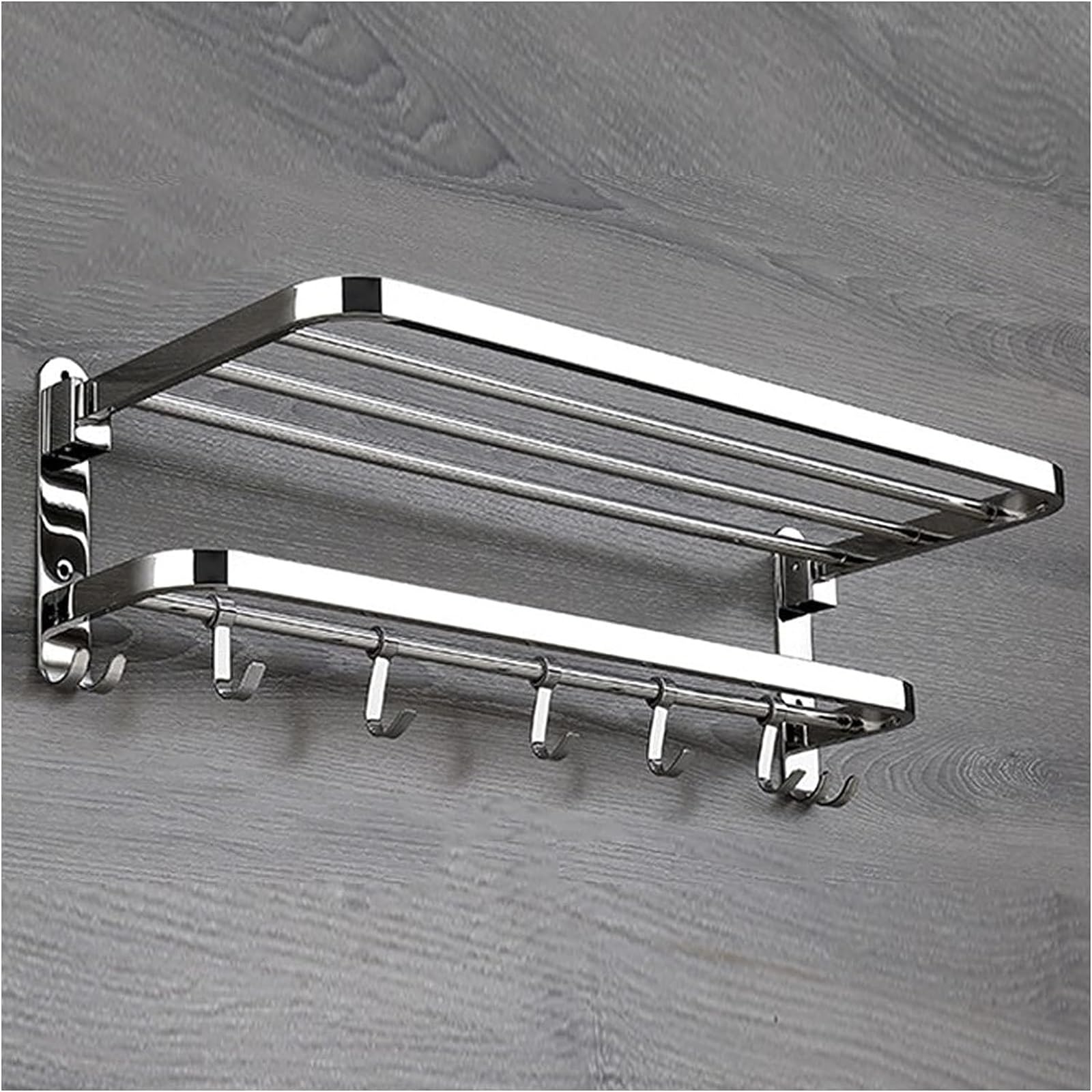 Bathroom Shelf Wall Floating Bathroom Bathroom Towel Shelf with Foldable Towel Bar Holder and Towel Hooks Wall Mounted Multifunctional Double Towel Bars Brushed Nickel Floating Shelves Corner Shower