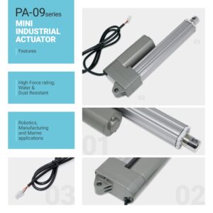 Progressive Automations 24V Industrial Linear Electric Actuator - 12 inches Stroke, High Force 330 lbs, Stainless Steel Rod, Brushed DC Motor, Durable Stroke for Marine, Automation, Robotics, PA-09