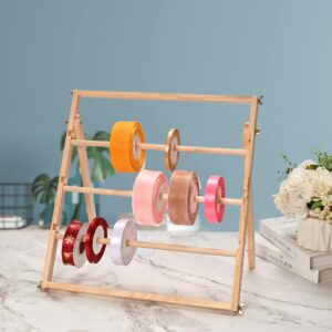 Sparkle Race Ribbon Organizer Storage, Wooden Ribbon Holder Organizer Rack for Craft Mesh Ribbon Arts & Crafts Supplies, Christmas Ribbon Storage Sticker Roll Holder Sewing Thread Organizer Spool Rack