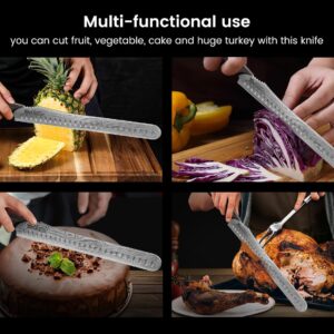 SYOKAMI Multifunction Carving Knife, 12 Inch High-Carbon Japanese Style Brisket Knife with Wood Handle, Damascus Pattern Full Tang Design, Razor Sharp Slicing Knife for Meat Cutting with Gift Box