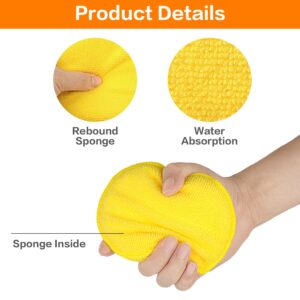 FONAROLL Microfiber Wax Applicator Pads, Car Wax Applicator, Buffing & Detail Polishing Foam Pads for Car Cleaning and Fine Polishing (5" Diameter, 6 Pack) - Yellow