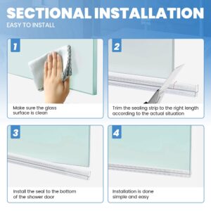 2 Pack Glass Door Silicone Seal Strip 36 Inch Shower Door Bottom Seal Sweep-Suitable for 3/8 Inch Glass-Stop Shower Leaks Frameless Shower Door Seal Strip