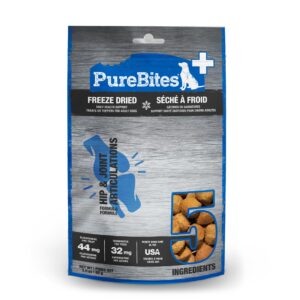 purebites+ hip & joint freeze dried dog treats, 5 ingredients, made in usa, 3oz