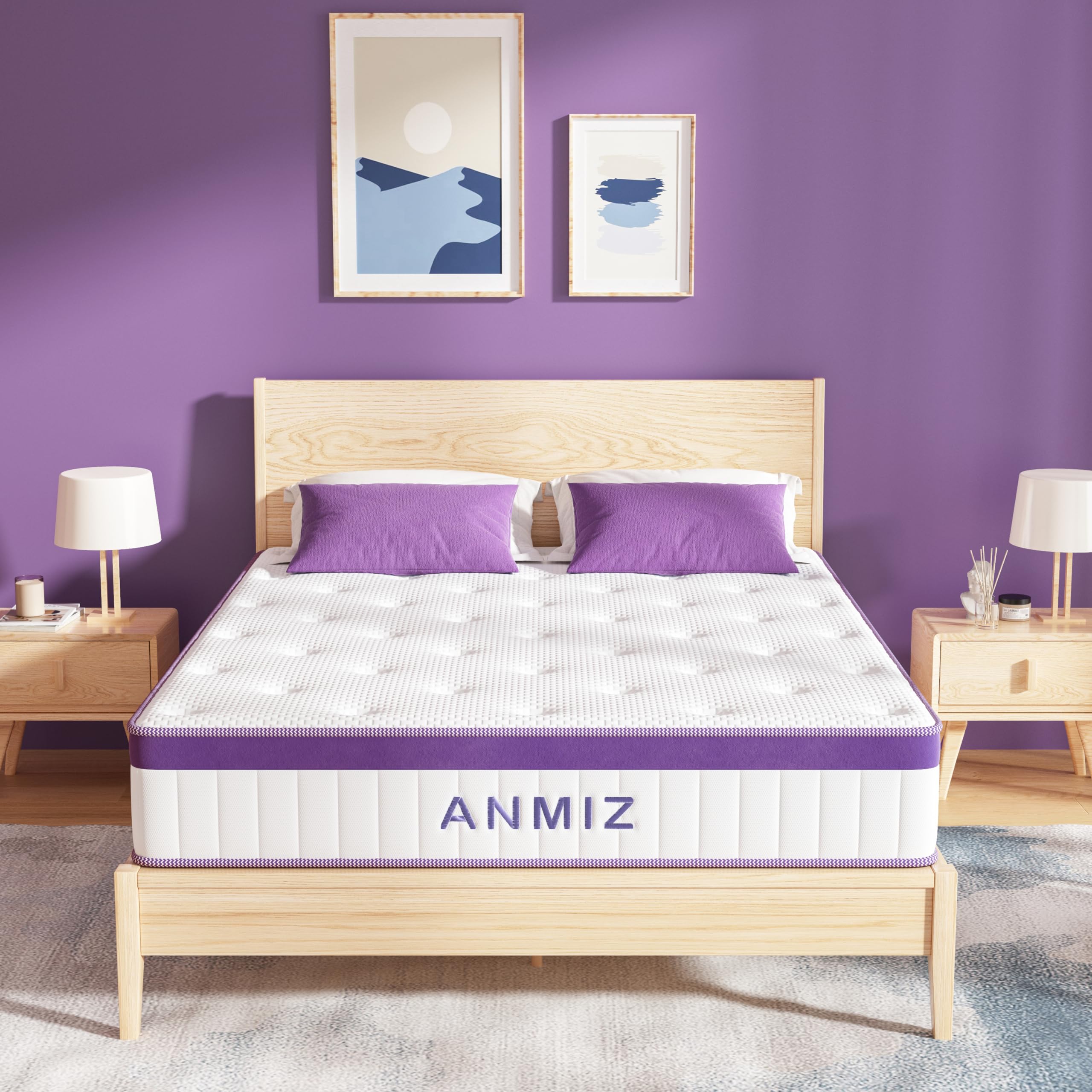 ANMIZ Full Size Mattress, 10 Inch Hybrid Gel Memory Foam Mattress Full Size, Full Mattresses in a Box, Medium Firm Full Bed Mattresses for Cool Sleep & Pressure Relief, Hybrid Full Matress 10 inch