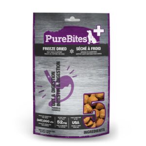 purebites+ gut & digestion freeze dried dog treats, 5 ingredients, made in usa, 3oz