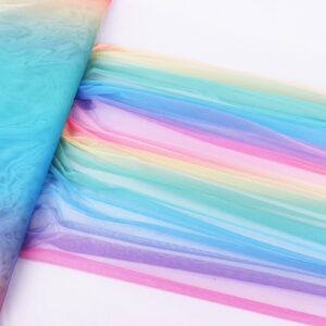 sayuan 64 inch by 8 yards rainbow tulle fabric tulle mesh for rainbow tutu skirt table skirt diy crafting wedding birthday party baby shower decoration