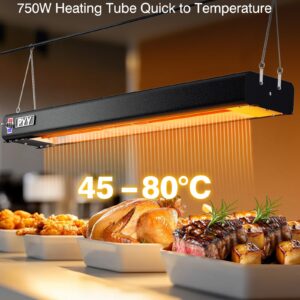 PYY 35 Inch Food Heat Lamp Aluminum Infrared Strip Heater Overhead Food Warmer Light Electric Commercial Grade for Restaurant Buffet Catering Kitchen 750W