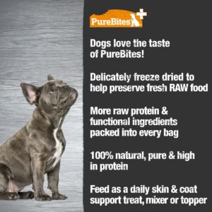 PureBites+ Skin & Coat Freeze Dried Dog Treats, 5 Ingredients, Made in USA, 3oz