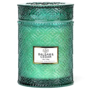 christmas large candles, balsam & cedar candle, 19oz large candles for christmas home decor, christmas gifts for women, christmas luxury scented candles for women, 88 hours burning time