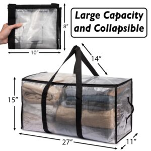 ClearSpace Heavy Duty Moving Bags or Storage Bags – Clear Storage Bins with Lids, Large Moving Boxes with Backpack Straps & Zippers – Packing Bags & Moving Supplies for College Dorm, 6 Pack