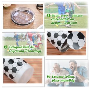 Umigy 6 Pieces Christmas Soccer Gifts Sets Include 20oz Soccer Stainless Steel Tumblers Mug with Lid Novelty Soccer Socks and Soccer Keychains for Friends Soccer Lovers