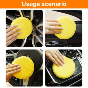 FONAROLL Microfiber Wax Applicator Pads, Car Wax Applicator, Buffing & Detail Polishing Foam Pads for Car Cleaning and Fine Polishing (5" Diameter, 6 Pack) - Yellow