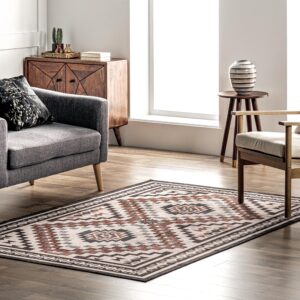 nuloom 8' square spinclean machine washable stain-resistant area rug with non slip backing, low profile for living room, bedroom, and dining room, leighton beige