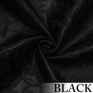 Manyshofu Jacquard Satin Fabric by The Yard - 60 Inch Wide, Shiny Brocade Black Fabric Smooth & Floral Damask Fabric for DIY Decorations, Craft, Wedding Dress, Costumes, Fashion, Sewing(1 Yard)